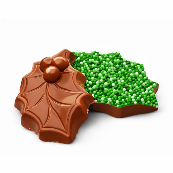 Hulstblaadjes groen/wit kerstmusket - melk - van Ekris Chocola